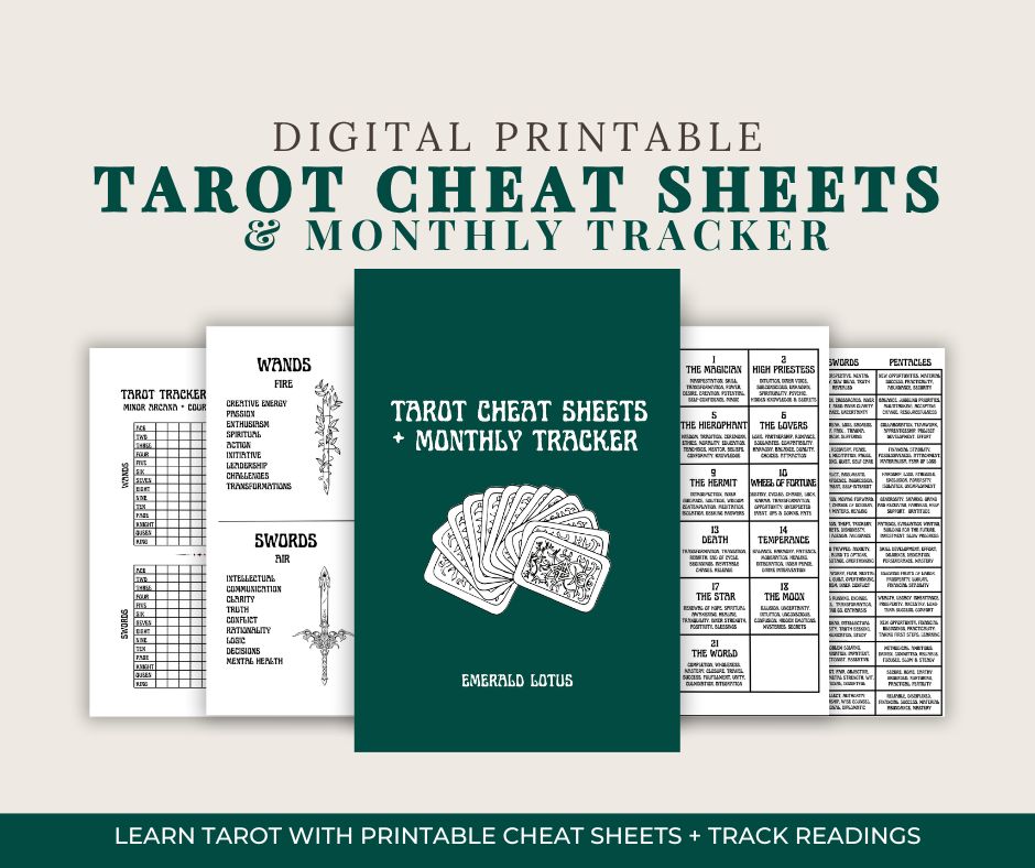 Printable Tarot Cheat Sheet + Tracker Bundle – Emerald Lotus